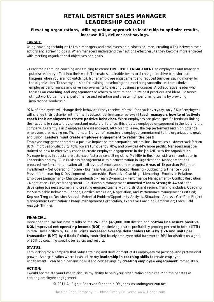 Sample Retail District Manager Resume Resume Example Gallery