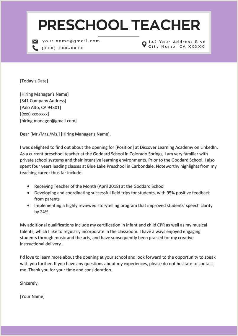 Free Sample Teacher Resumes And Cover Letters Resume Example Gallery