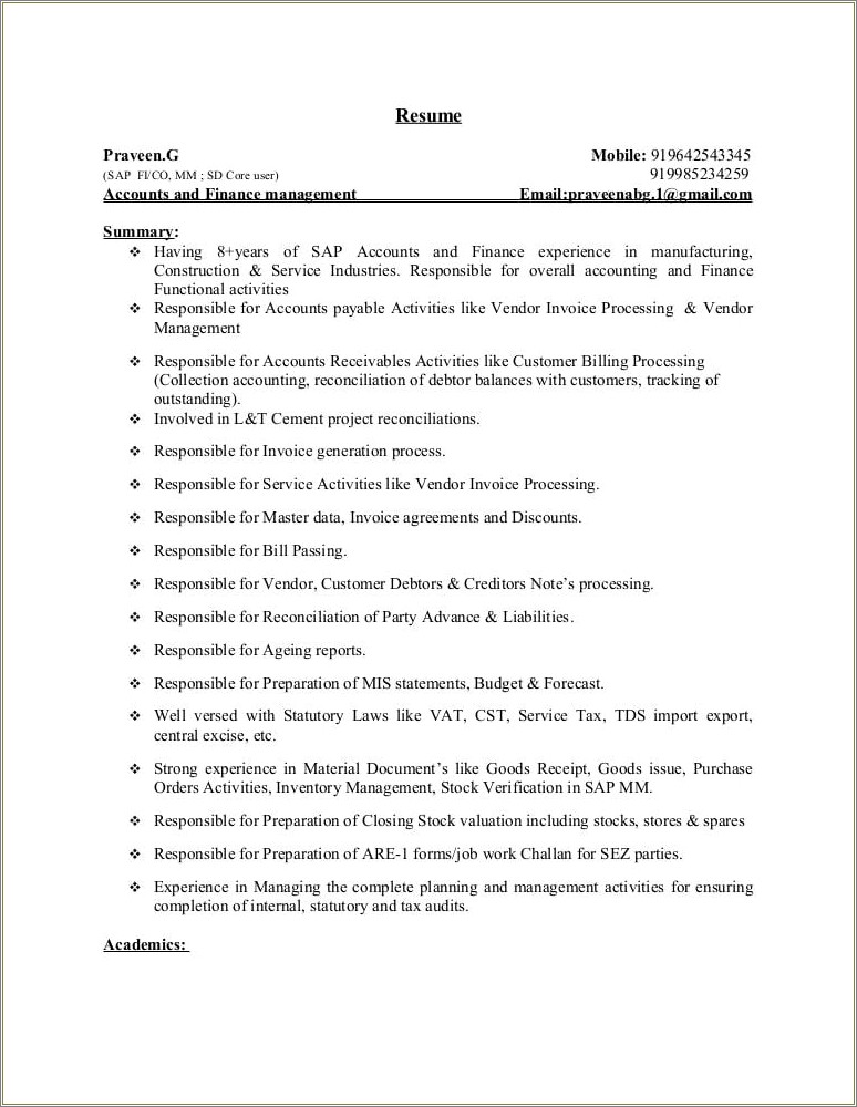 Sap Accounts Payable Resume Samples Resume Example Gallery sap-accounts-payable-resume-samples-resume-example-gallery