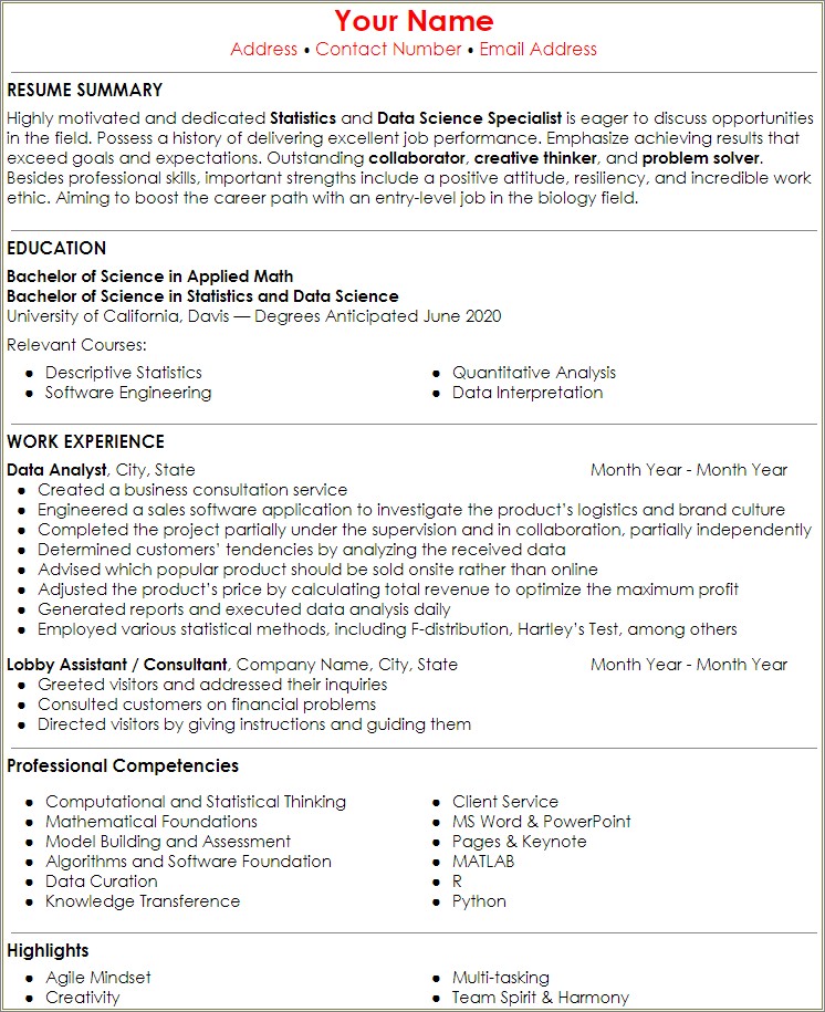 Self Description For Resume Sample Resume Example Gallery