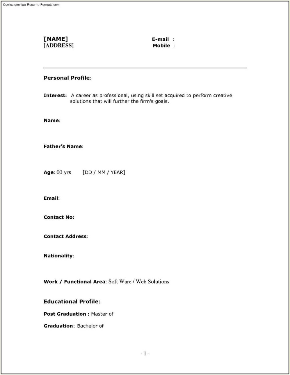 Simple One Page Resume Examples Resume Example Gallery