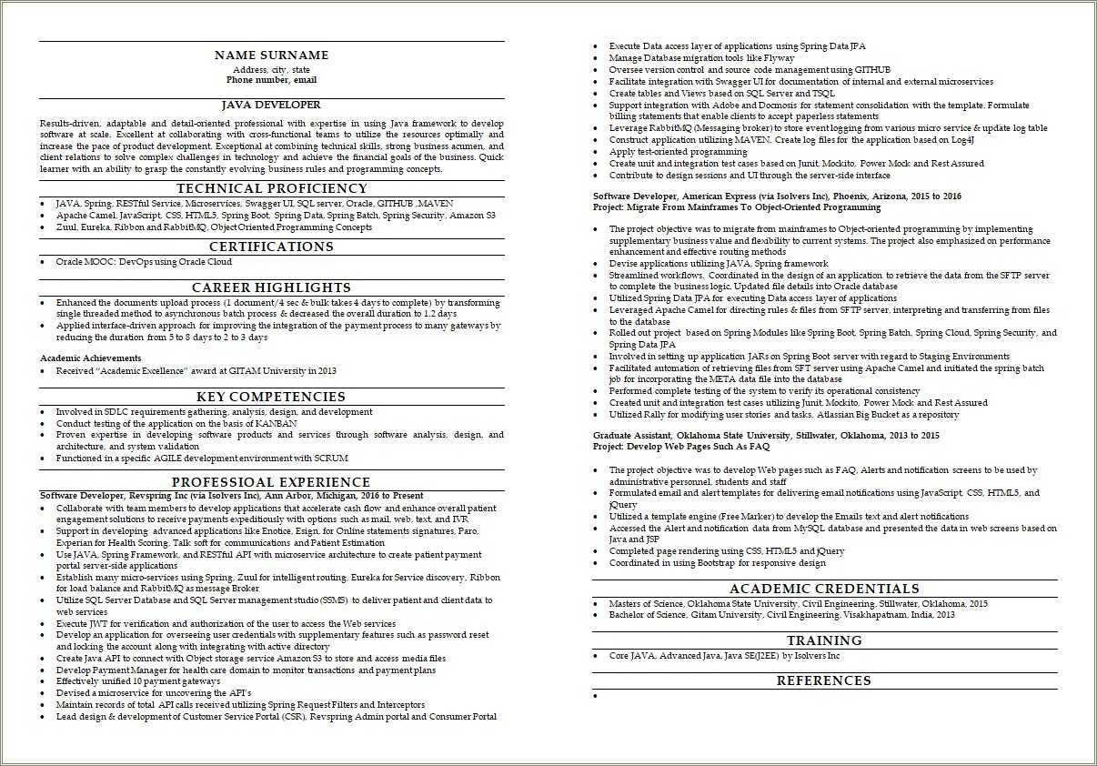 Software Developer Resume Sample India Resume Example Gallery