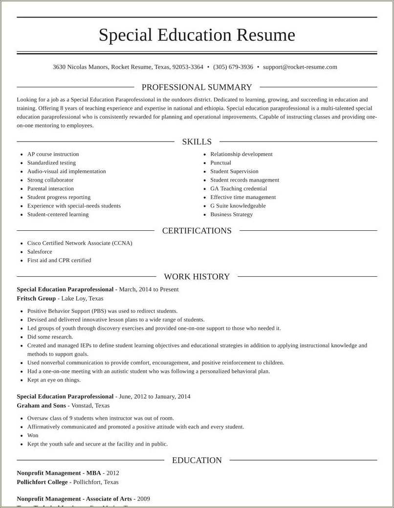 Special Education Resume Objectives Examples Resume Example Gallery