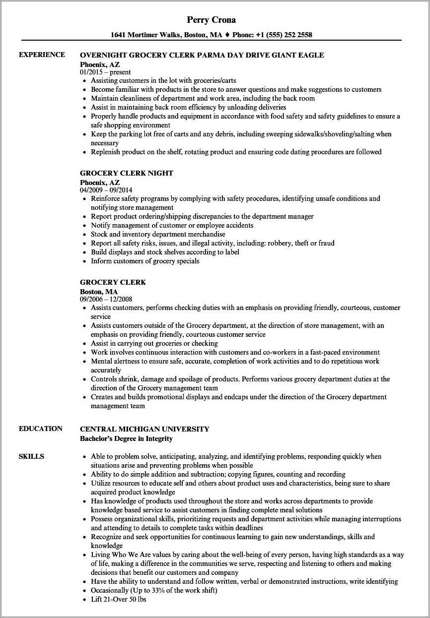 Stocker Job Description Resume Sample Resume Example Gallery
