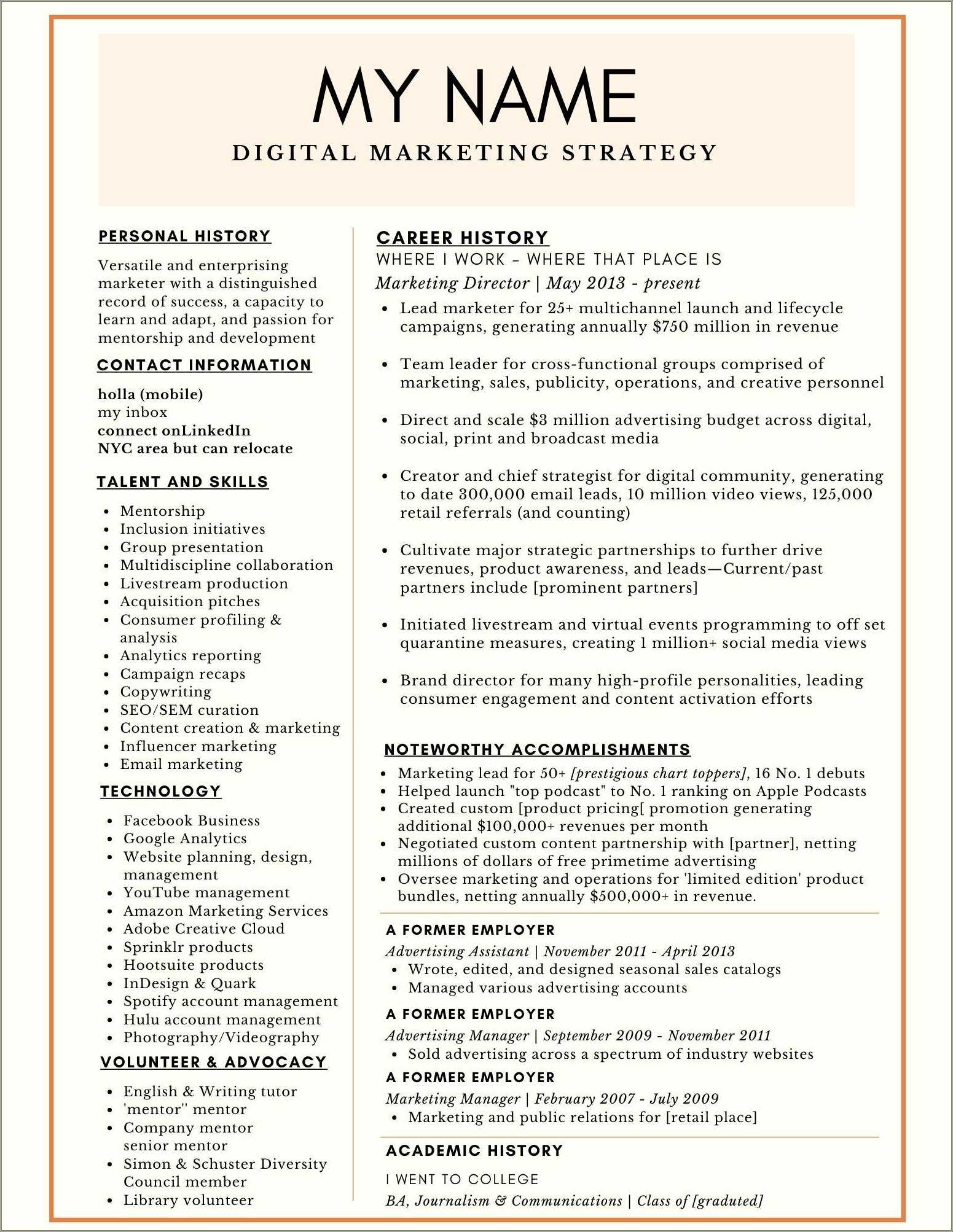 Strategic Marketing Manager Resume Sample Resume Example Gallery