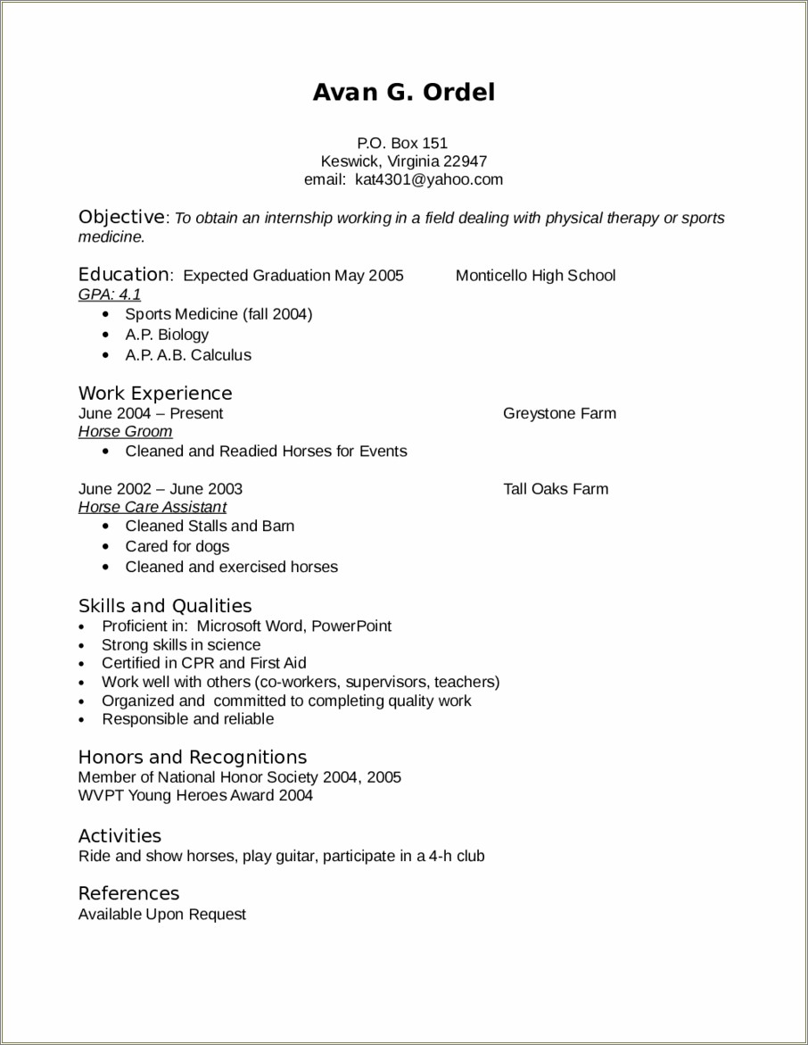 Student Resume Job Objective Examples Resume Example Gallery Student Resume Job Objective Examples Resume Example Gallery