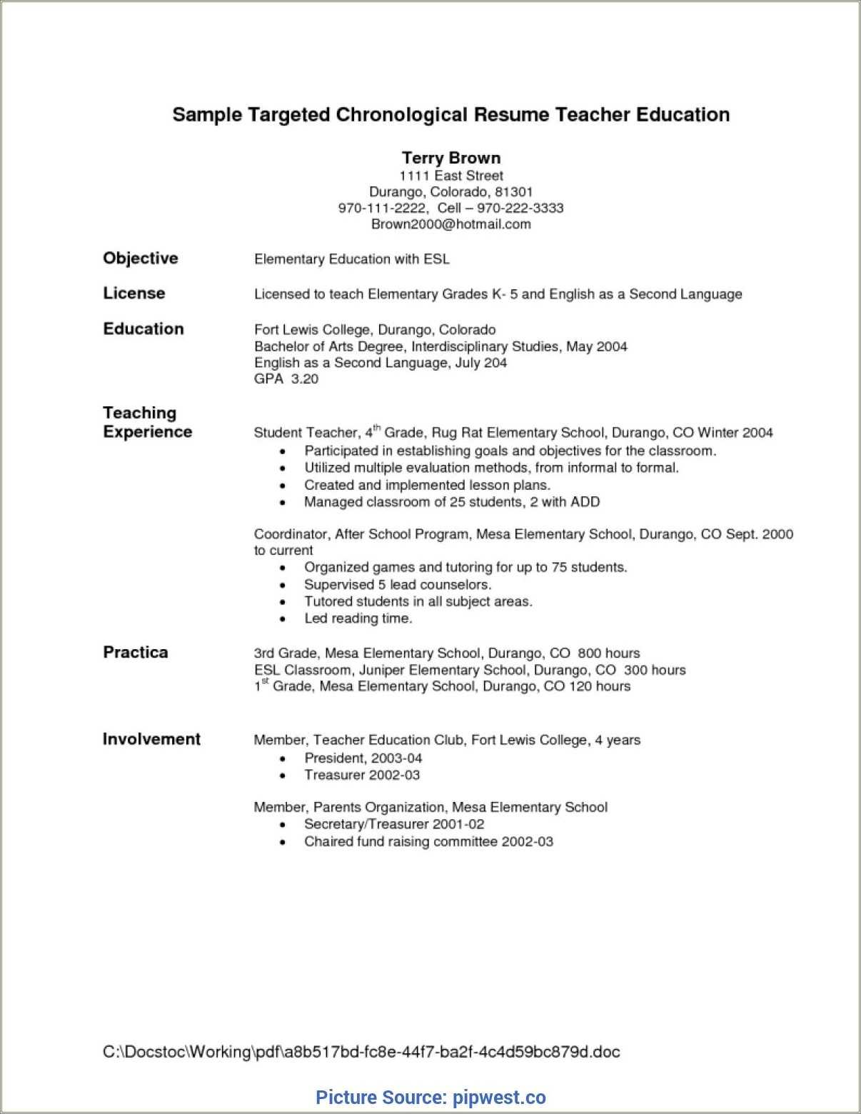 Objective Examples For Teaching Resume Resume Example Gallery