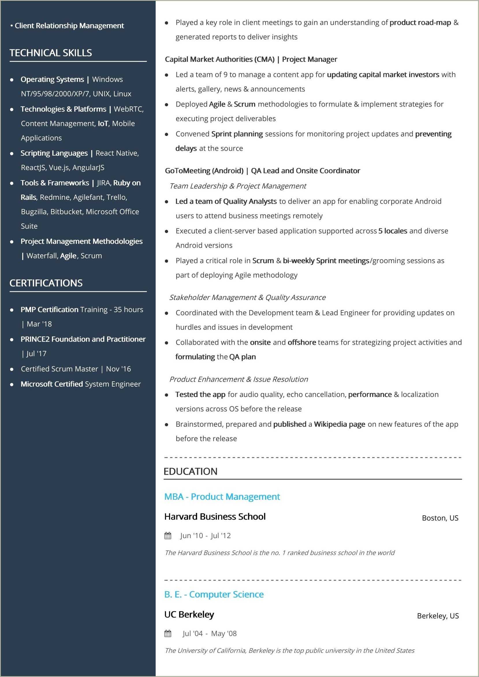 Two Page Functional Resume Sample - Resume Example Gallery