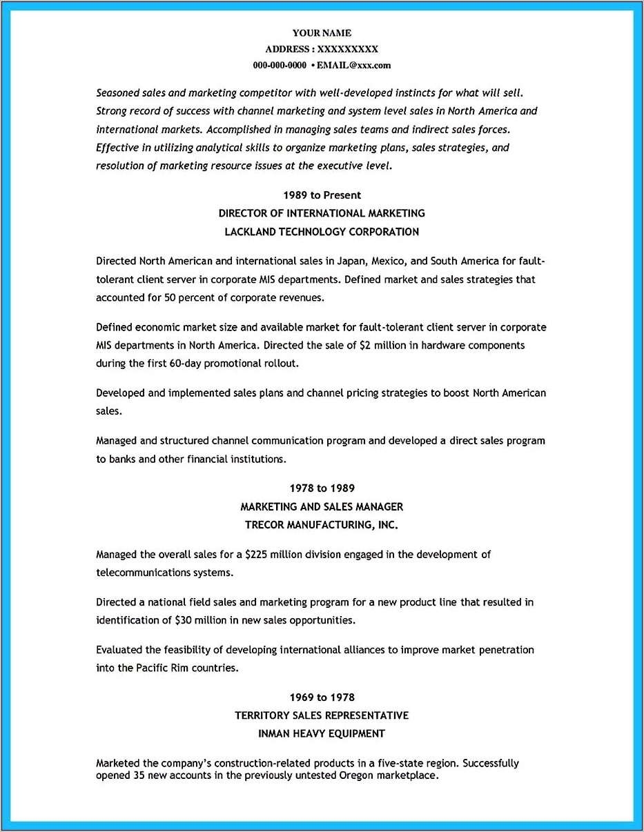Resume Format For Territory Sales Manager In Telecom Resume Example Resume Format For Territory Sales Manager In Telecom Resume Example