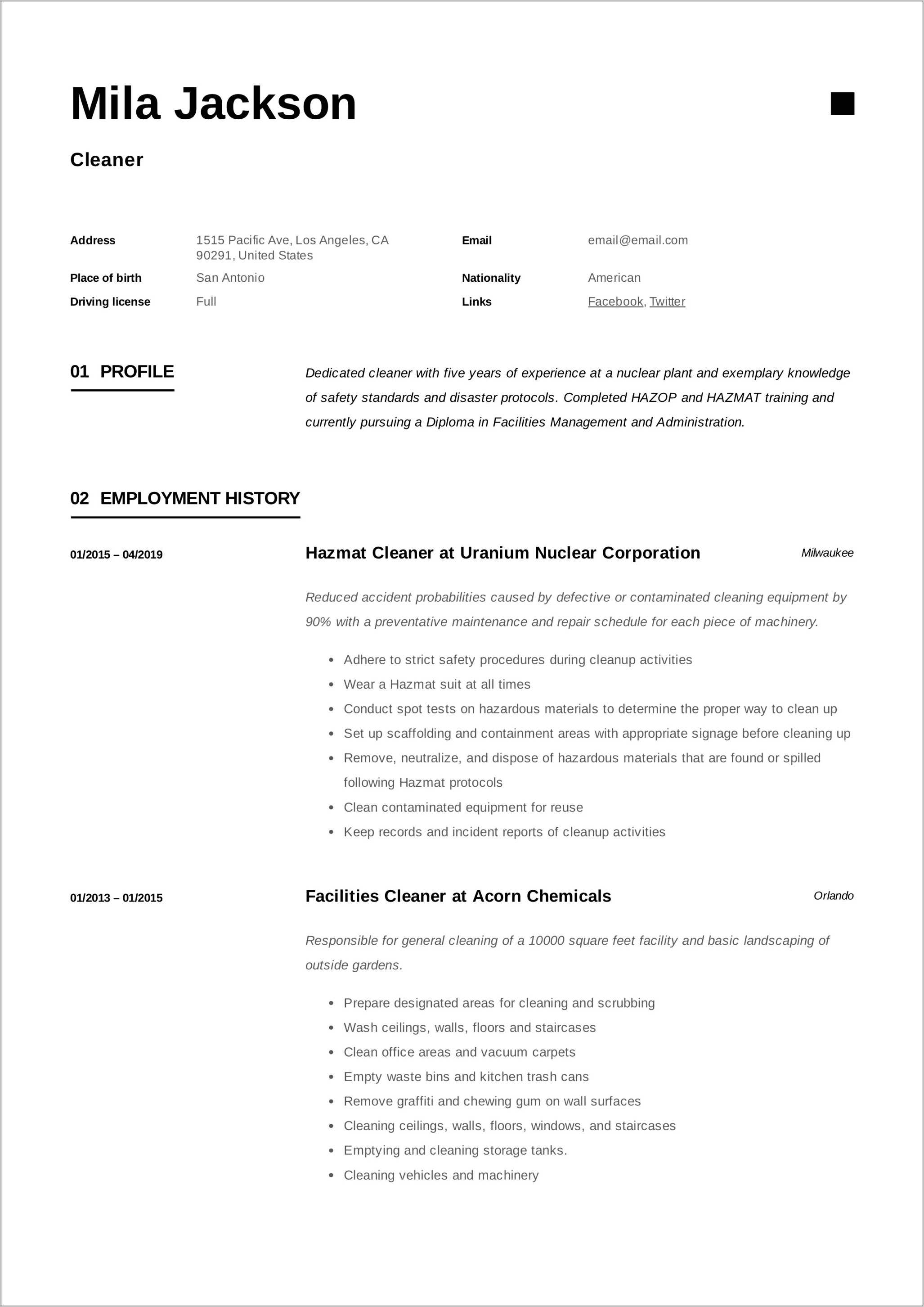 Resume Objective For A Cleaning Job Resume Example Gallery resume-objective-for-a-cleaning-job-resume-example-gallery