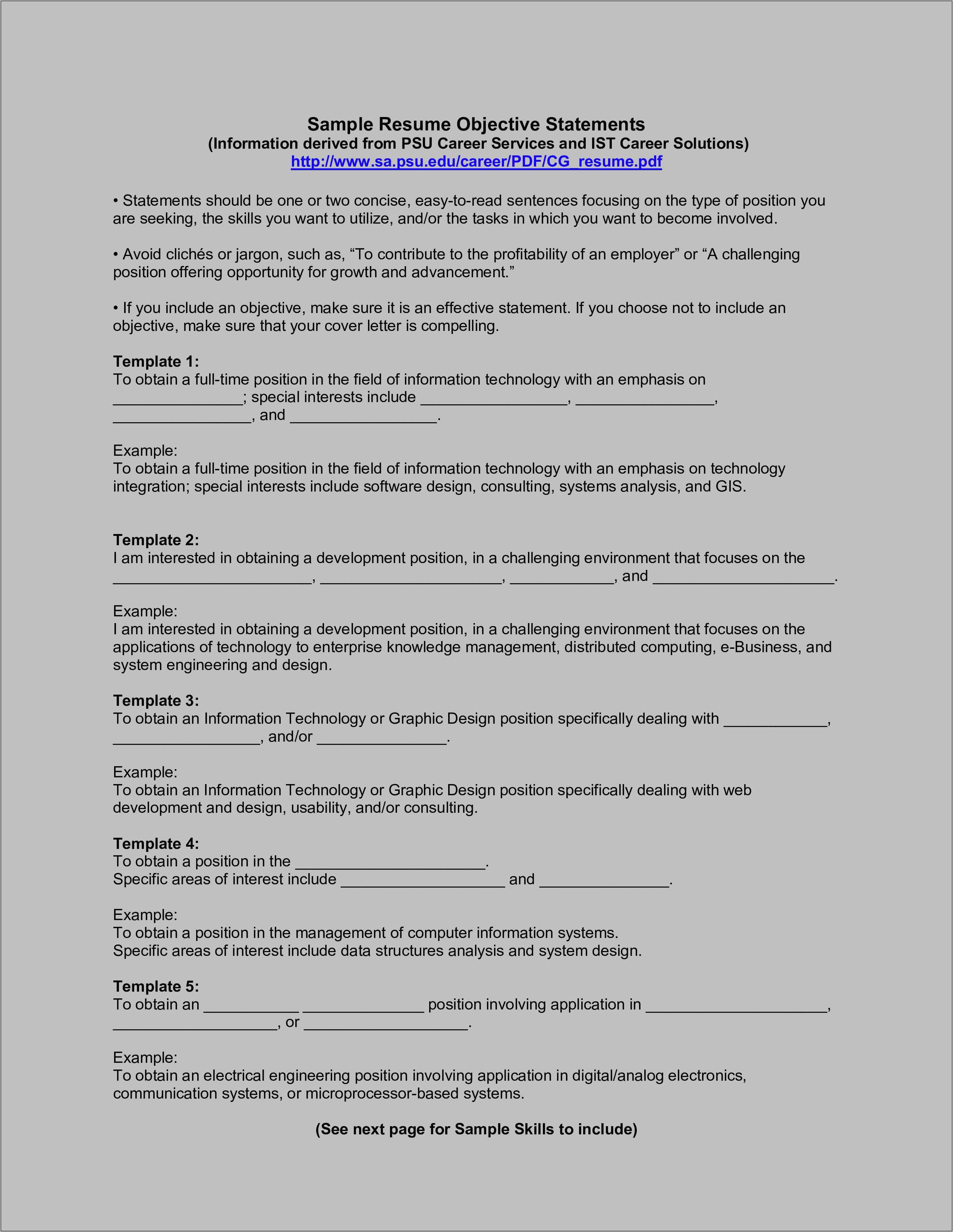 Data Analyst Objective Statement Example