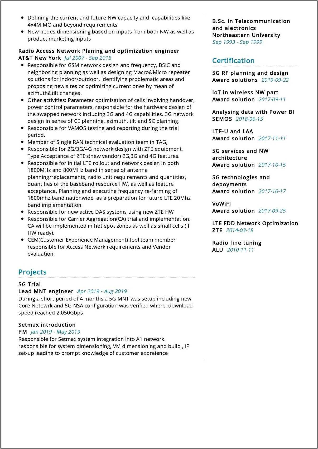 Resume Objective Statement Examples Network Engineer Resume Example