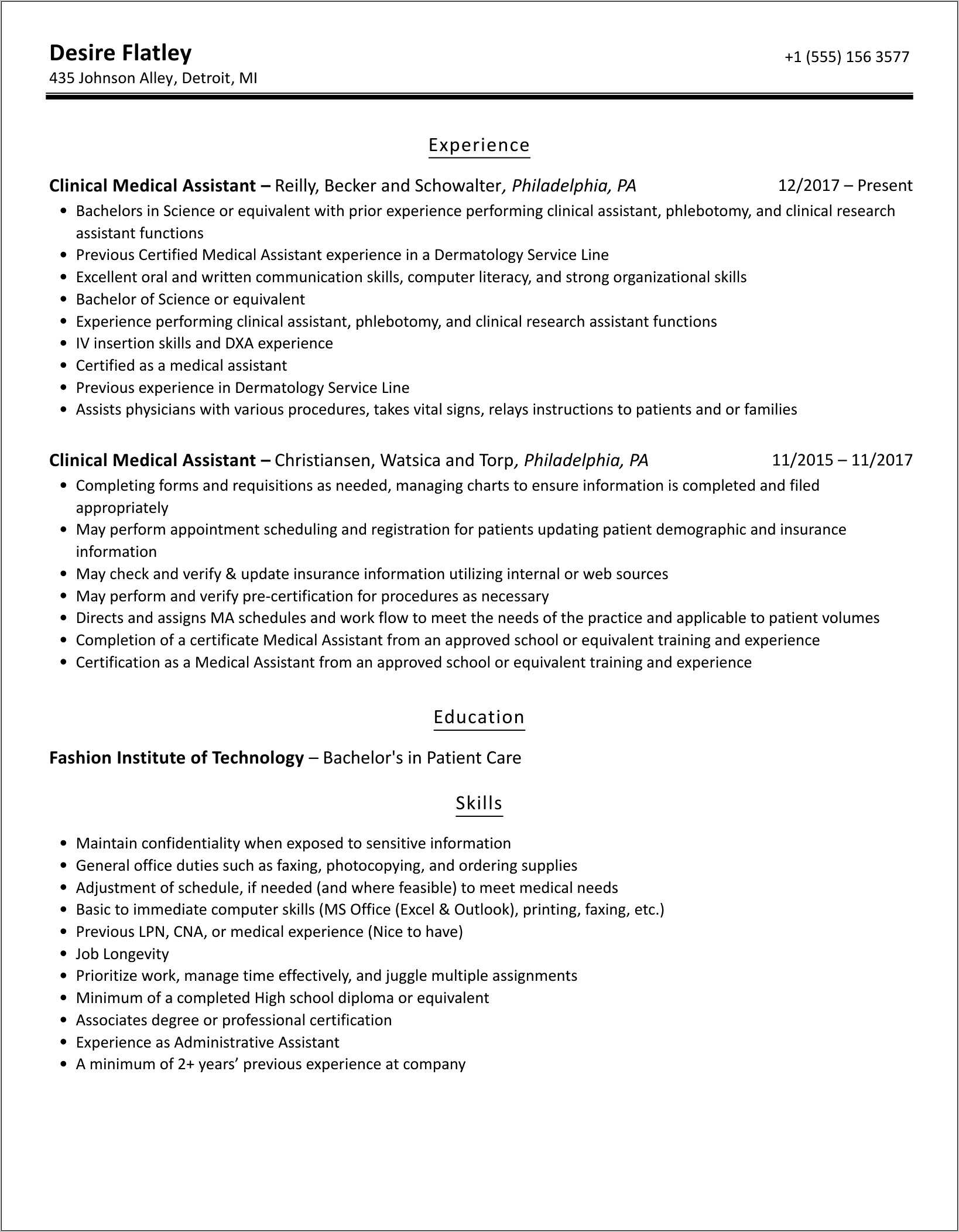 Resume Sample Medical Assistant No Experience Resume Example Gallery resume-sample-medical-assistant-no-experience-resume-example-gallery