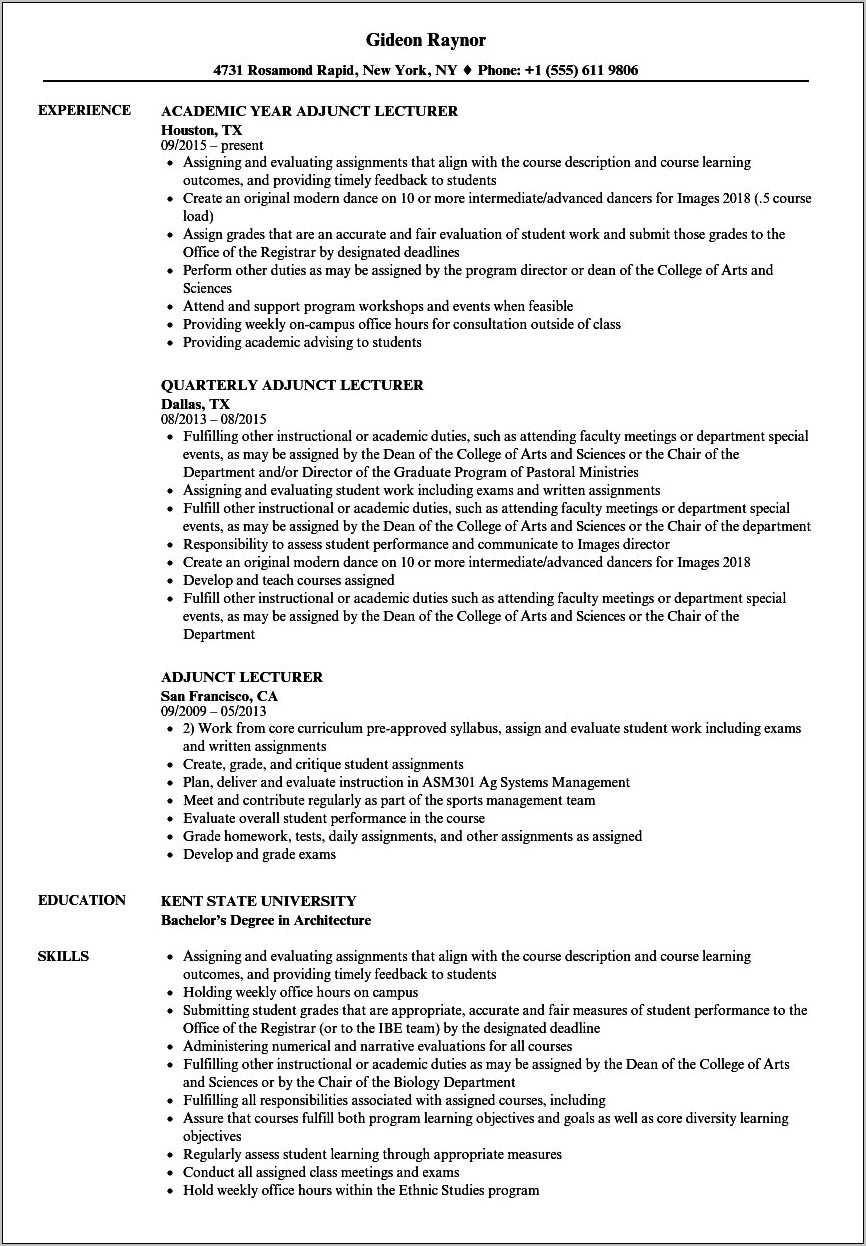 Example Of Resume To Apply Job For Teacher