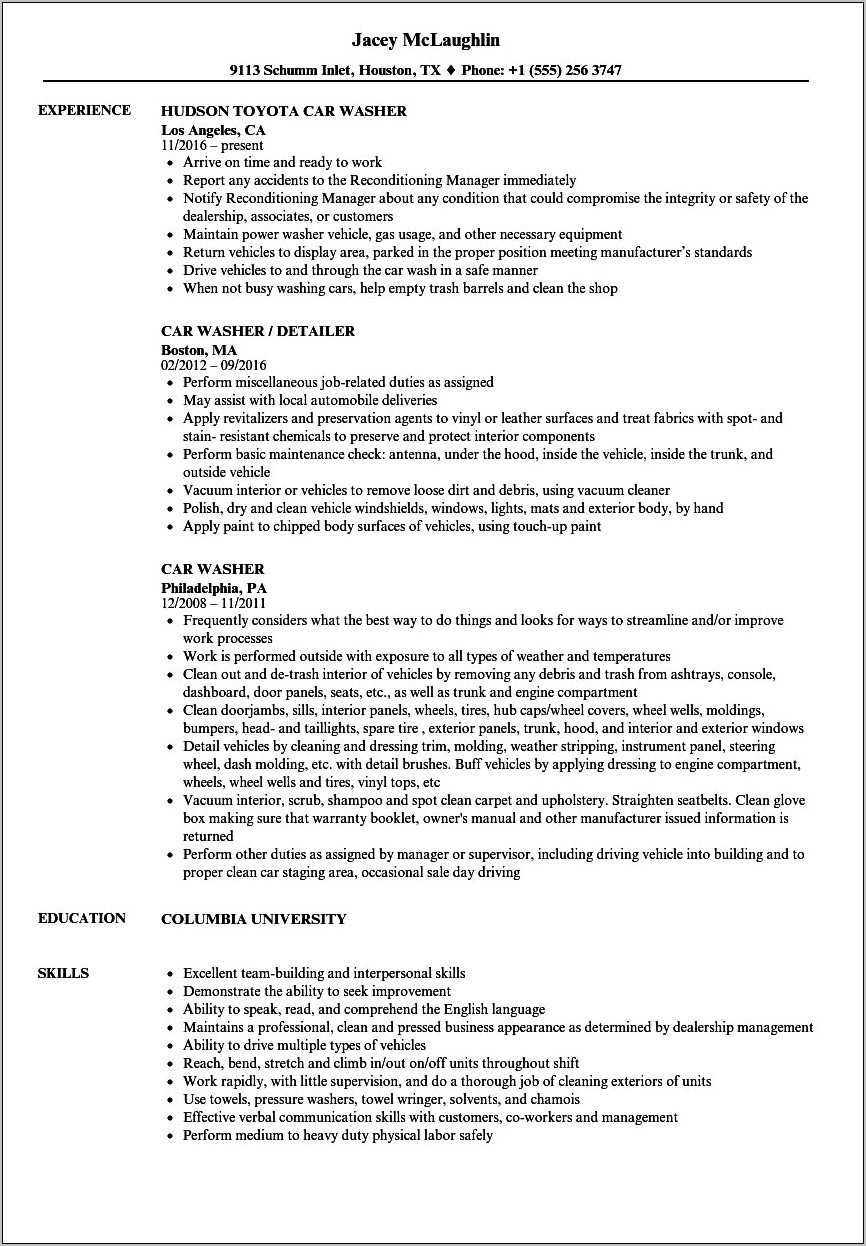 Car Wash Manager Resume Sample Resume Example Gallery car-wash-manager-resume-sample-resume-example-gallery