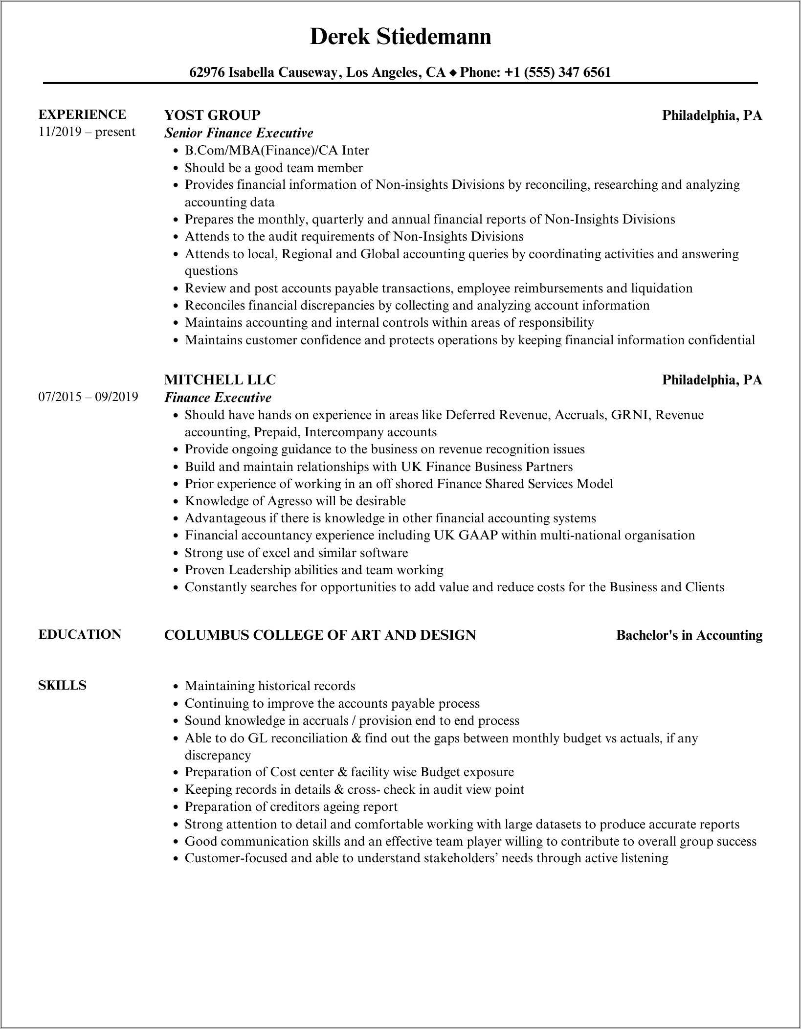 Sample Resume Of An Executive Finance Resume Example Gallery sample-resume-of-an-executive-finance-resume-example-gallery