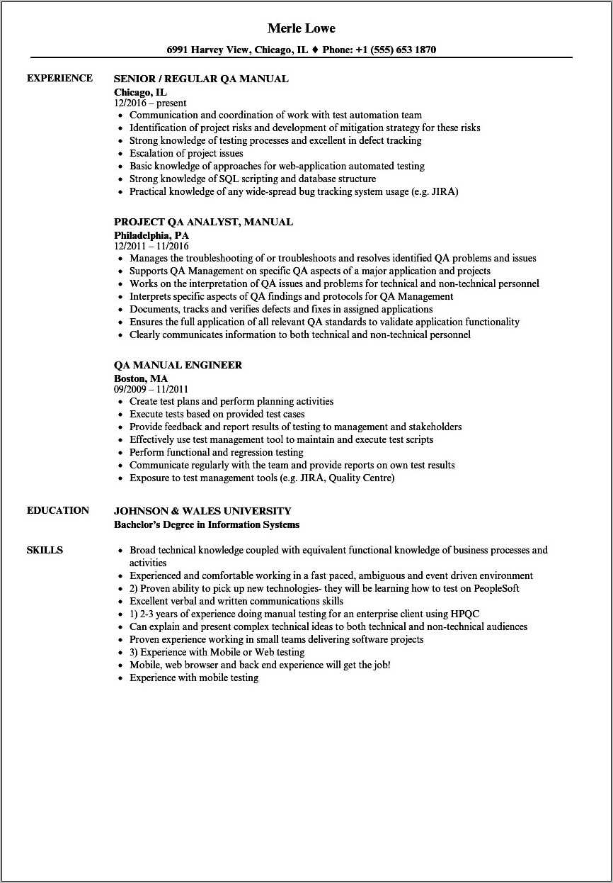 Software Testing Resume Format For 1 Year Experience Resume Example Gallery